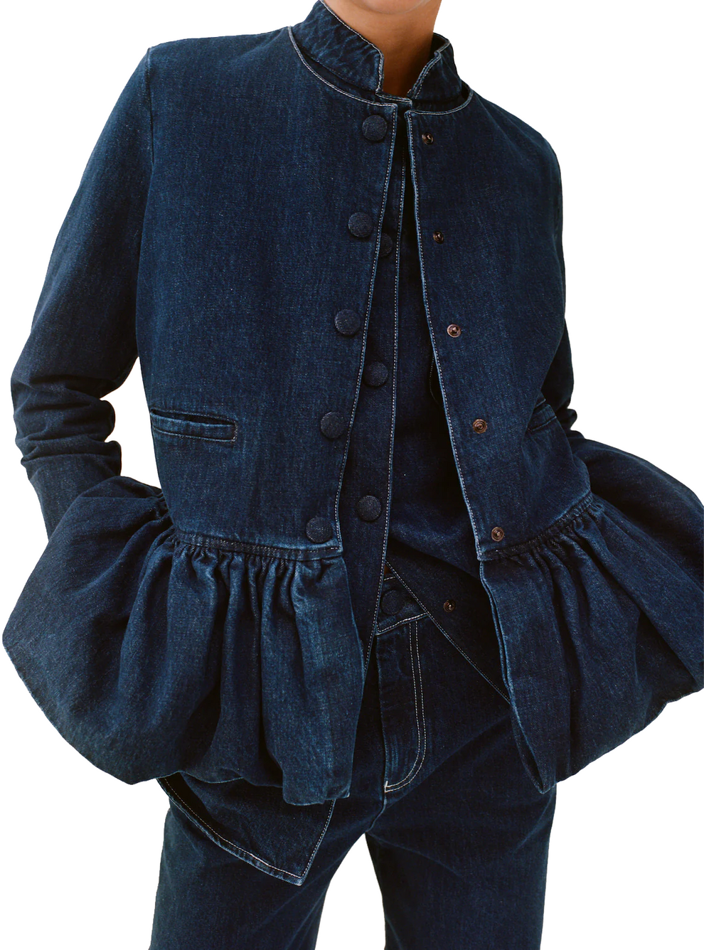 Peplum Noble Cropped Jacket in Denim | Liberowe – LIBEROWE